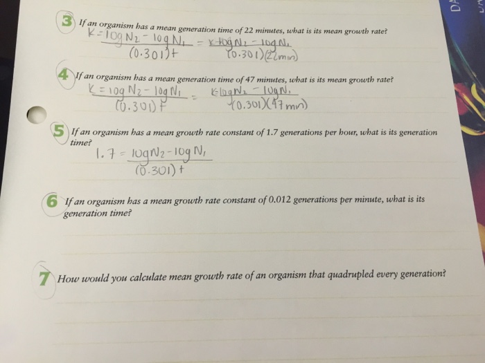Solved 3 If an organism has a mean generation time of 22 | Chegg.com