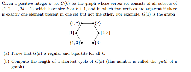 Solved Given a positive integer k, let G(k) be the graph | Chegg.com