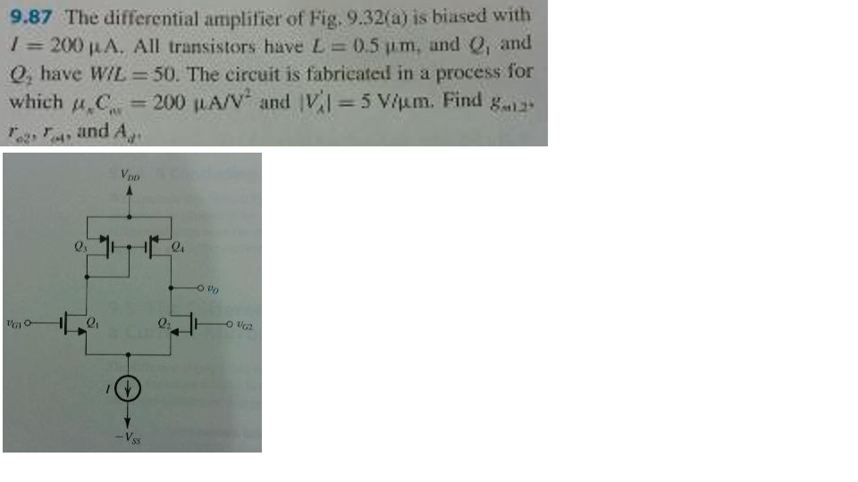 Solved The differential amplifier of Fig. 9.32(a) is biased | Chegg.com