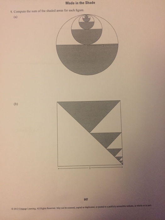 Solved Compute the sum of the shaded areas for each figure. | Chegg.com
