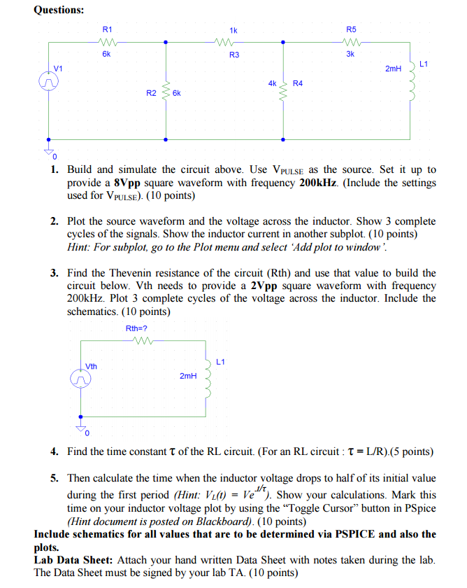 Build and simulate the circuit above. Use V_pulse | Chegg.com Build and simulate the circuit above. Use V_pulse | Chegg.com