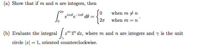 Solved Show that if m and n are integers, then eim theta e | Chegg.com