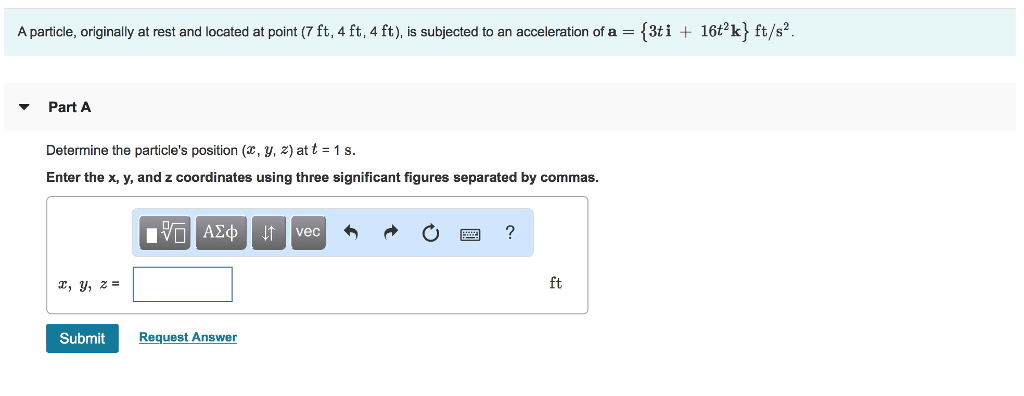 Solved A particle, originally at rest and located at point | Chegg.com