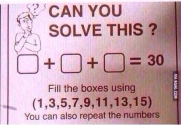 Solved Fill the boxes using (1,3,5,7,9, 11,13 ,15) you can | Chegg.com Solved Fill the boxes using (1,3,5,7,9, 11,13 ,15) you can | Chegg.com