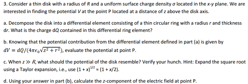 Solved Consider a thin disk with a radius of R and a uniform | Chegg.com