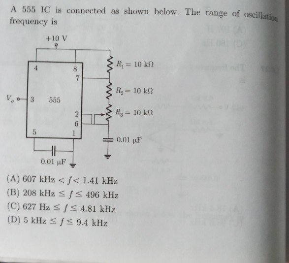 Solved A 555 IC is connected as shown below. The range of | Chegg.com