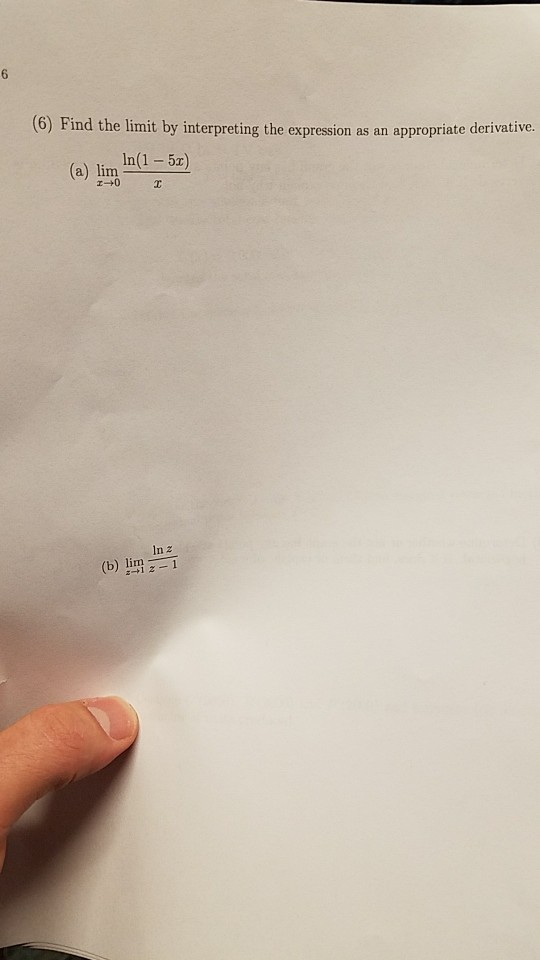 Solved (6) Find the limit by interpreting the expression as | Chegg.com