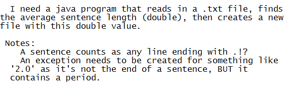 Solved I need a java program that reads in a .txt file, | Chegg.com