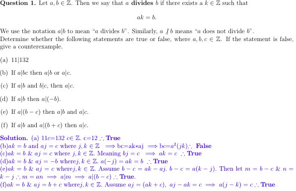 Solved Question 1, Let a. b Z. Then we say that a divides b | Chegg.com