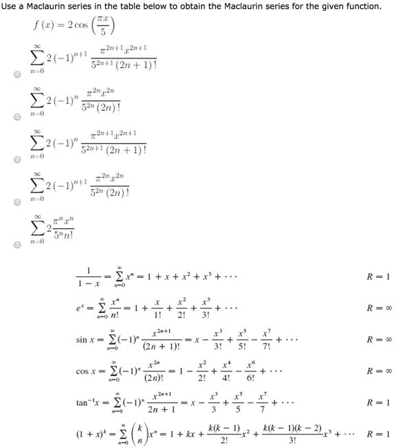 Solved Find the Maclaurin series for f(x) using the | Chegg.com