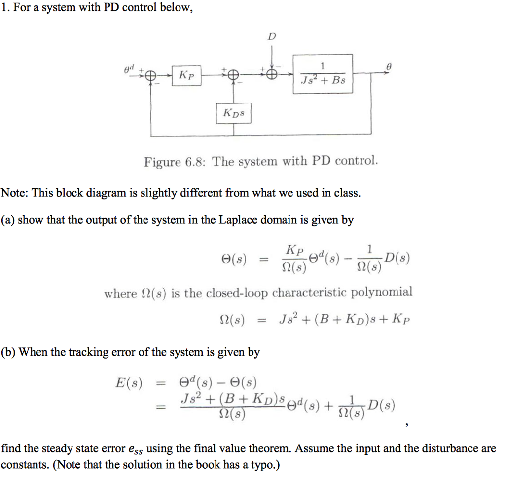 1. For a system with PD control below, KDS Figure | Chegg.com