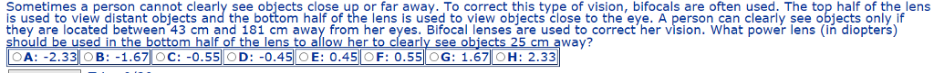 Solved Sometimes a person cannot clearly see objects close | Chegg.com