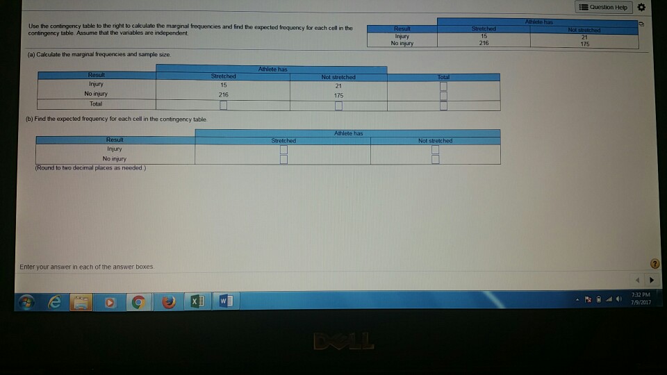 Solved Use the contingency table to the right to calculate | Chegg.com