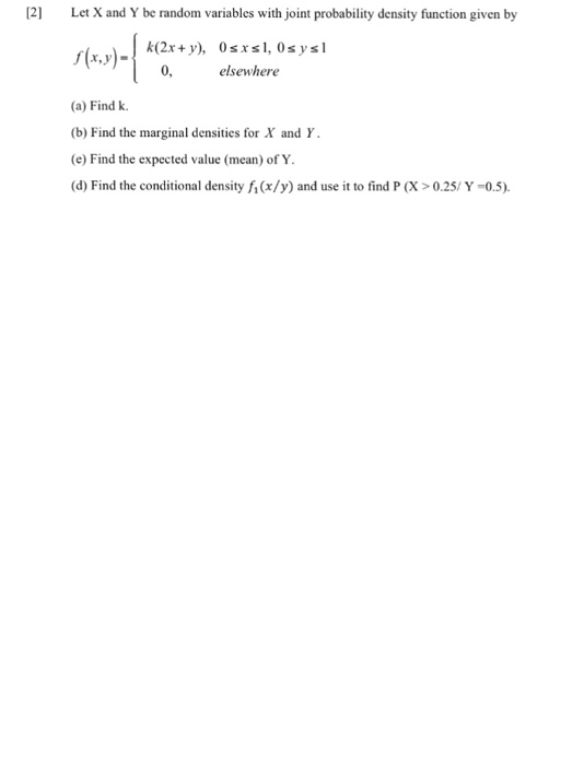 Solved Let X and Y be random variables with joint | Chegg.com