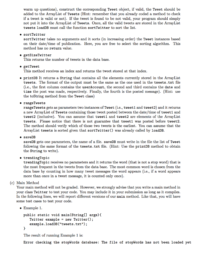 Solved warm up questions), construct the corresponding Tweet | Chegg.com