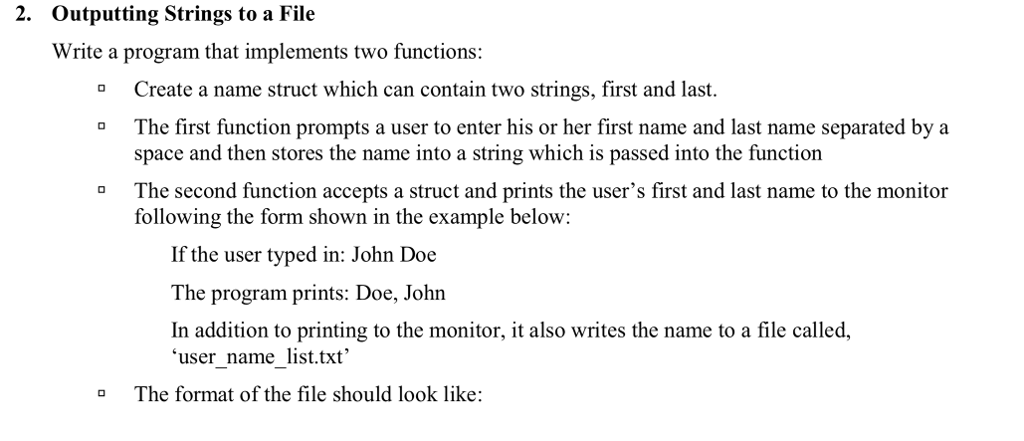 2 Outputting Strings To A File Write A Program That 