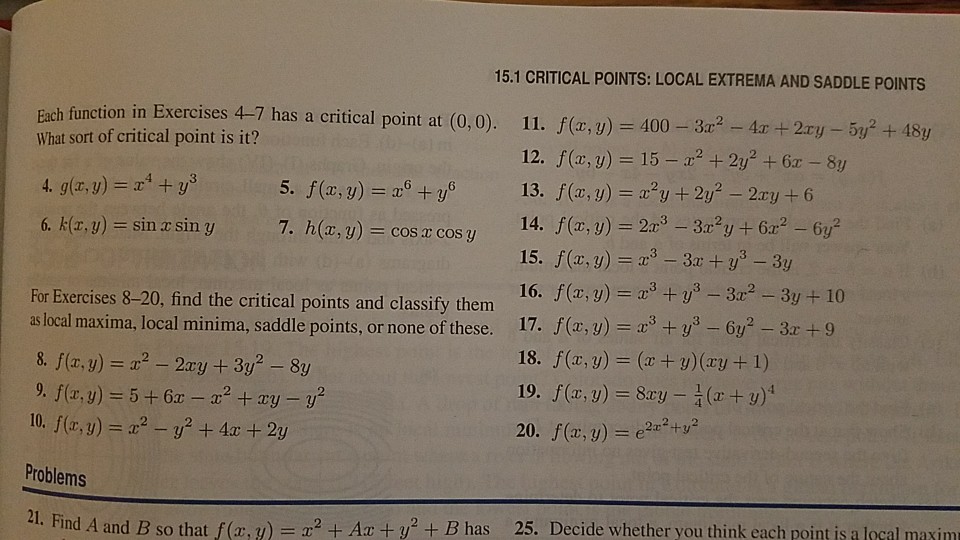 Solved 15.1 CRITICAL POINTS: LOCAL EXTREMA AND SADDLE POINTS | Chegg.com