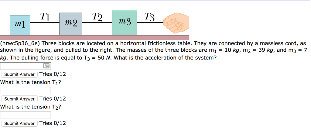 Solved T1 To T3 m2 m3 (hrwc5p36_6e) Three blocks are located | Chegg.com