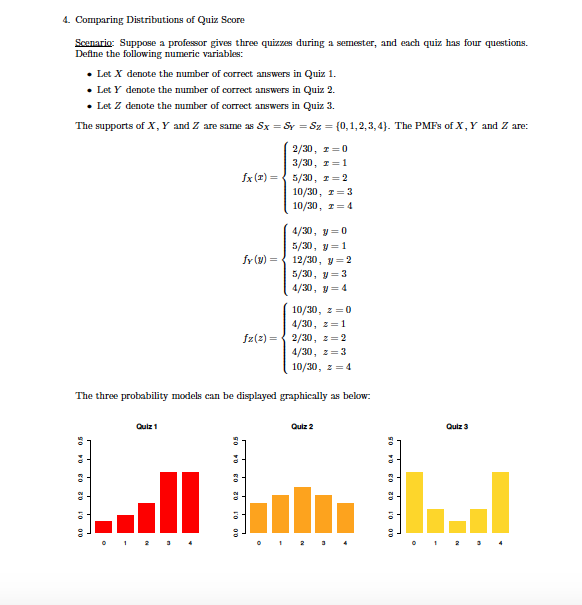 Solved 4. Comparing Distributions of Quiz Score Scenario: | Chegg.com