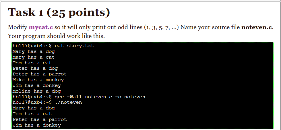 Solved Task 1 (25 points) Modify mycat.c so it will only | Chegg.com