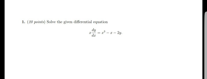 Solved 1. (20 points) Solve the given differential equation | Chegg.com