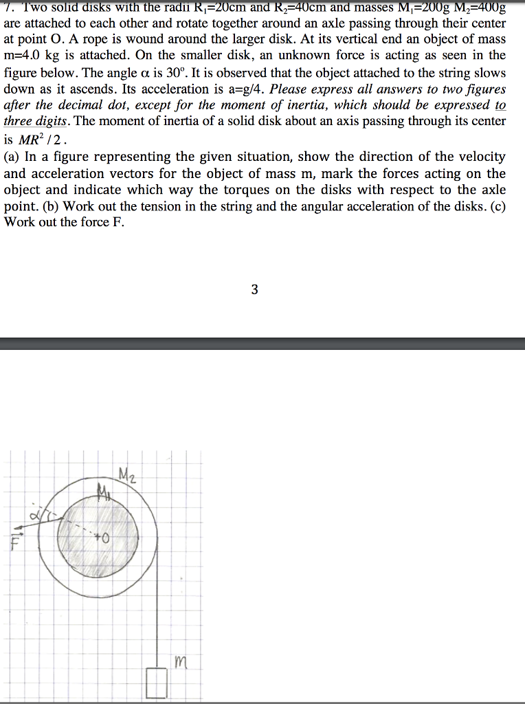 Solved wo solid disks with the radii R 20cm an cm and masses | Chegg.com