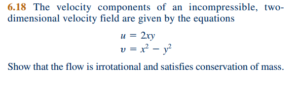 Solved The velocity components of an incompressible, two- | Chegg.com