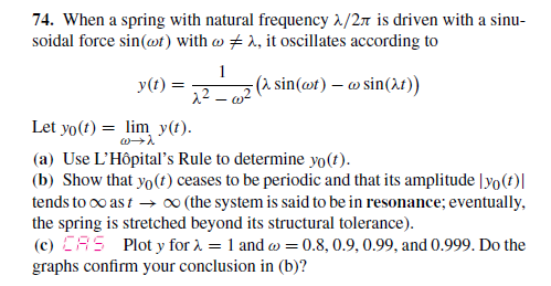 Solved When a spring with natural frequency lambda/2pi is | Chegg.com