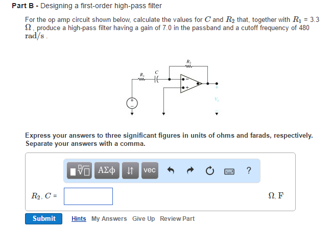 Solved Part A Designing a first-order low-pass filter For | Chegg.com