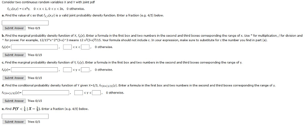 Solved Consider two continuous random variables X and Y with | Chegg.com