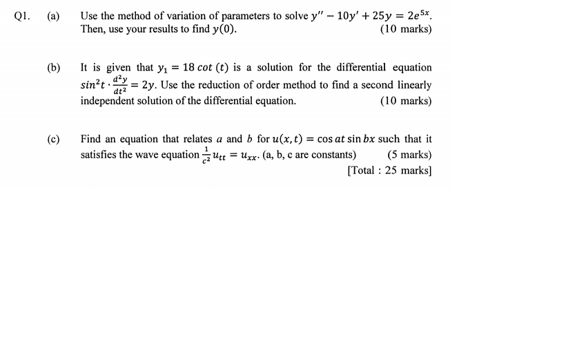 Solved Use The Method Of Variation Of Parameters To Solve Y