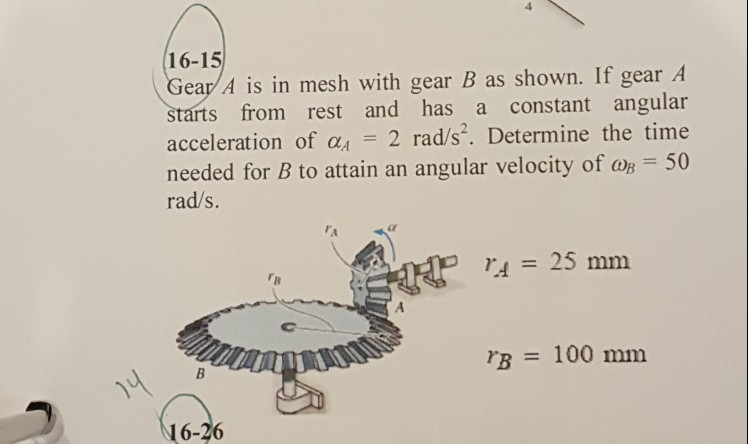 Solved Gear is in mesh with gear B as shown. If gear A | Chegg.com