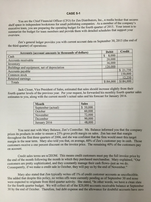 Solved CASE 5-1 You are the Chief Financial Officer (CFO) | Chegg.com