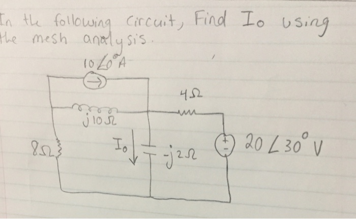 Solved In the following circuit, Find I_0 using the mesh | Chegg.com