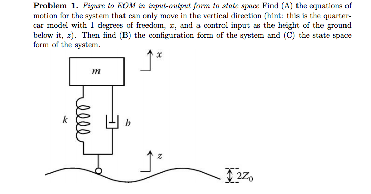 Solved Figure to EOM in input-output form to state space | Chegg.com