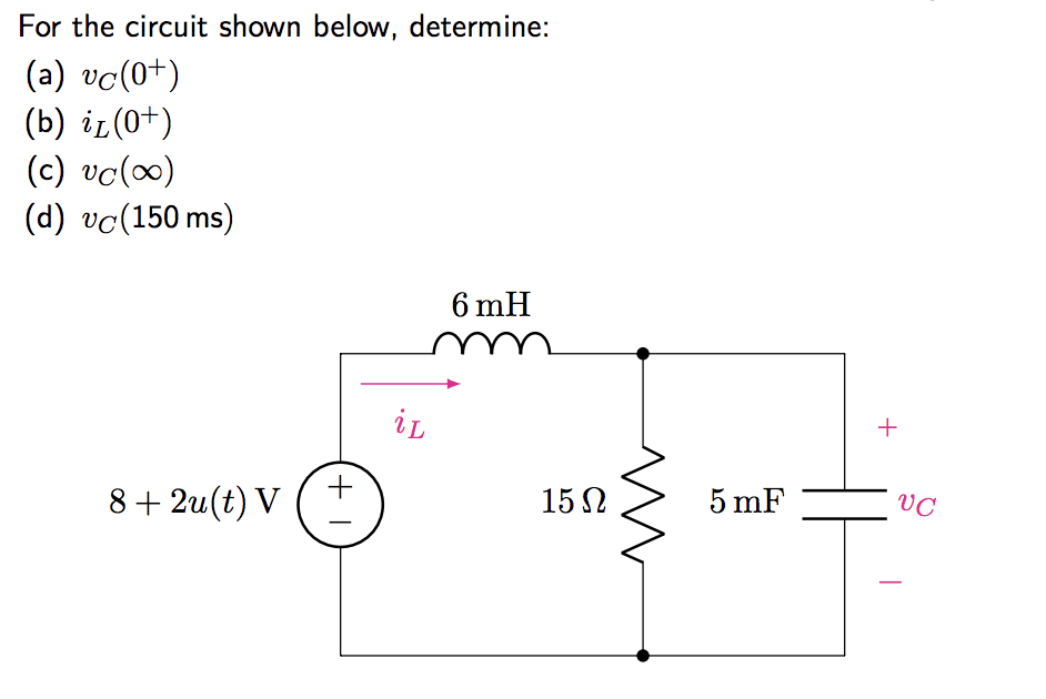 Solved For the circuit shown below, determine: (a) vc(0+) | Chegg.com