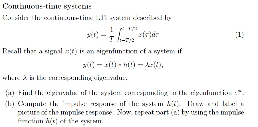 Consider the continuous-time LTI system described by | Chegg.com