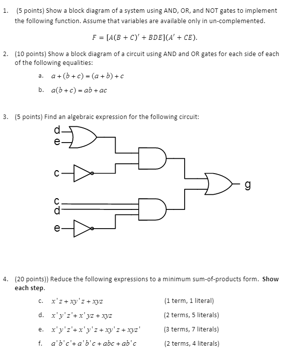 Solved 1. (5 points) Show a block diagram of a system using | Chegg.com