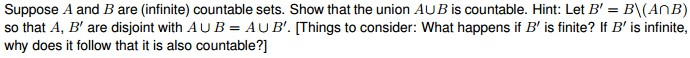 Solved Suppose A and B are (infinite) countable sets. Show | Chegg.com