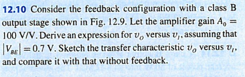 Solved 12.10 Consider the feedback configuration with a | Chegg.com