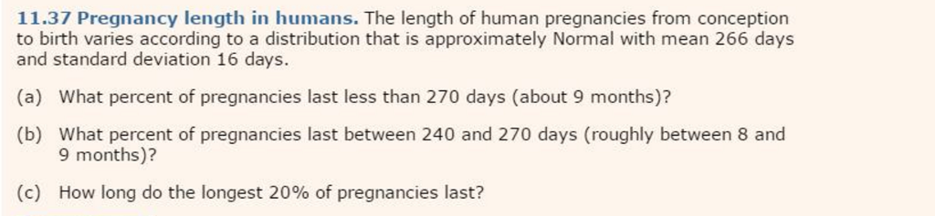 Solved Pregnancy length in humans. The length of human | Chegg.com
