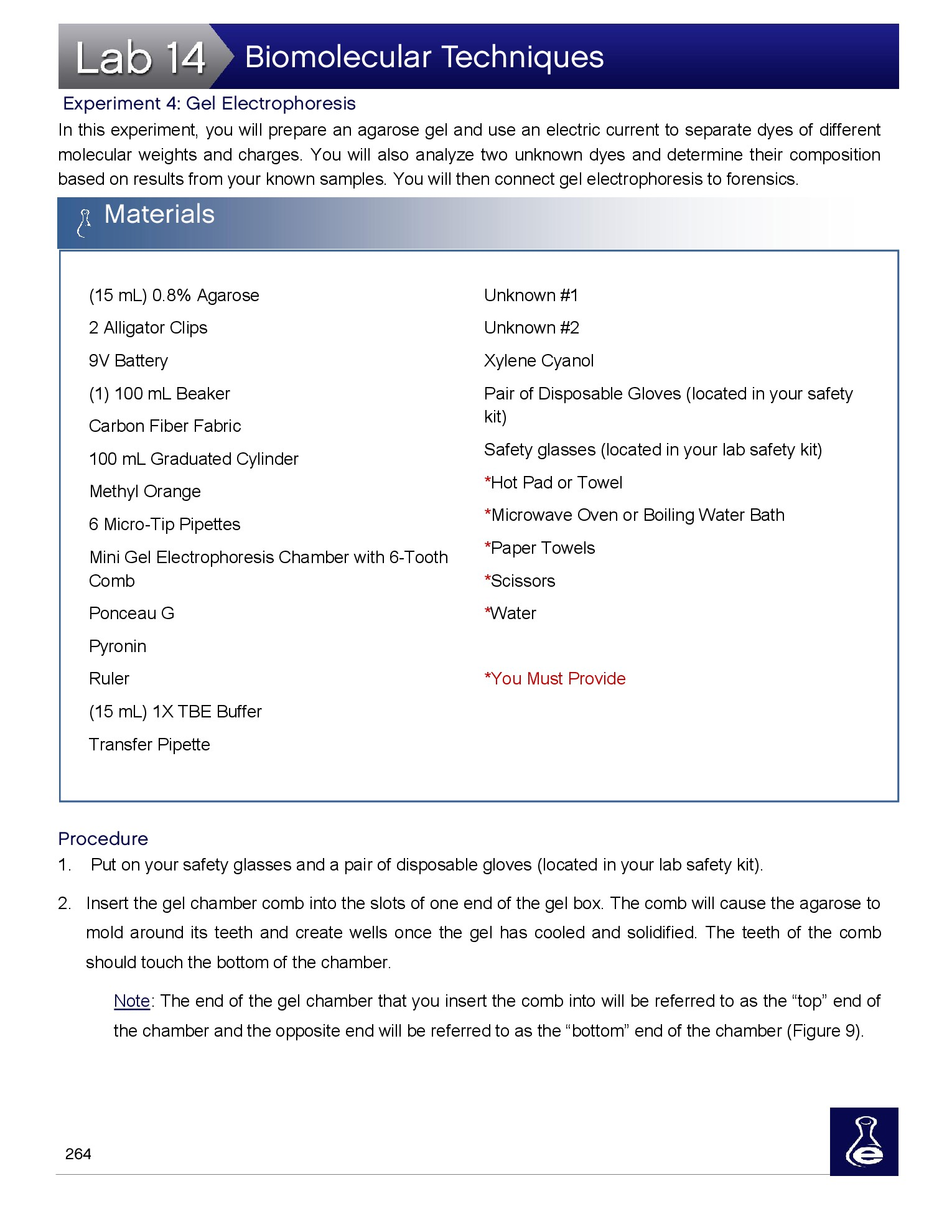 Solved Lab 14 Biomolecular Techniques Experiment 4: Gel | Chegg.com