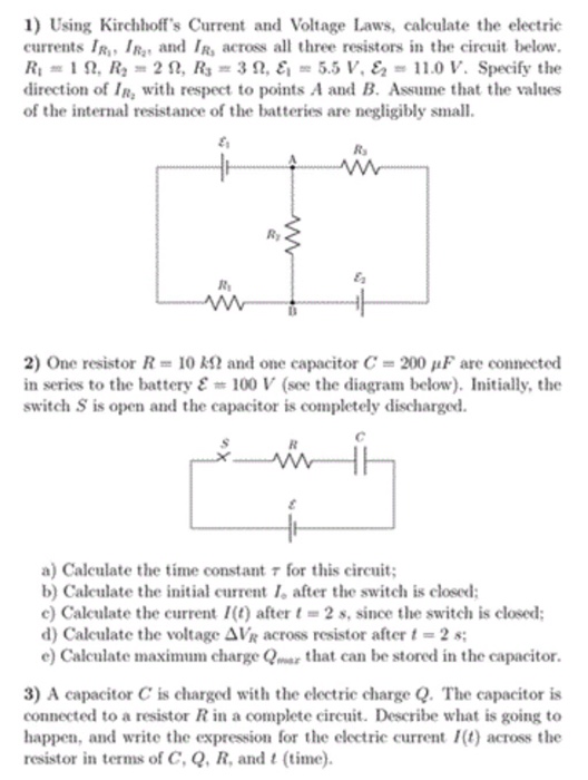 Solved Using Kirchhoff's Current and Voltage Laws, calculate | Chegg.com