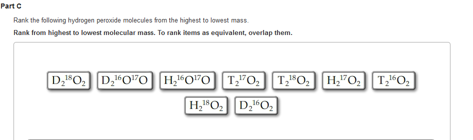 Solved Rank the following hydrogen peroxide molecules from | Chegg.com