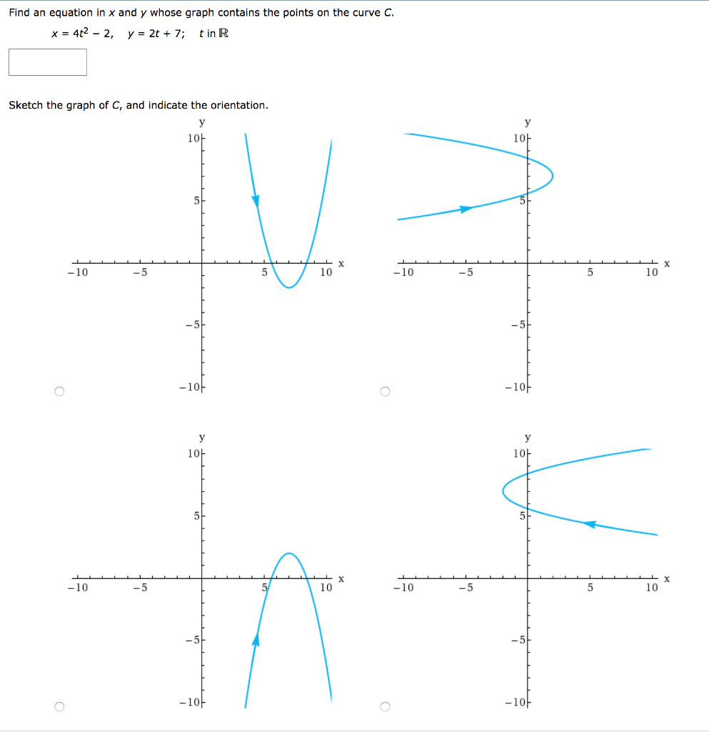 Solved Find an equation in x and y whose graph contains the | Chegg.com