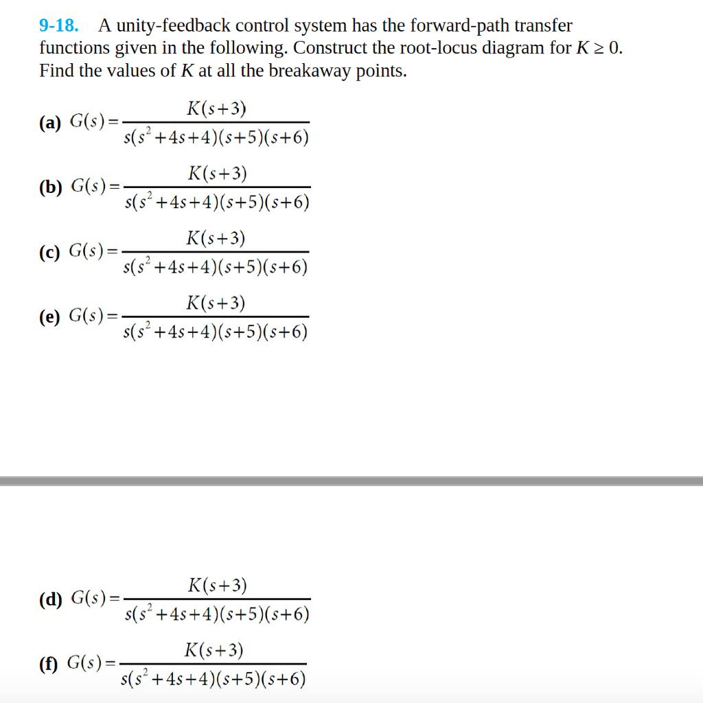 Solved 9 18 A Unity Feedback Control System Has The