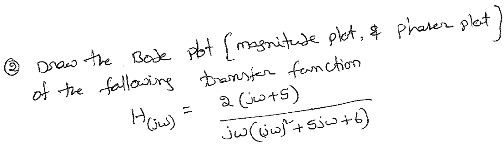 Solved Draw the bode plot [magnitude plot & phaser plot] of | Chegg.com
