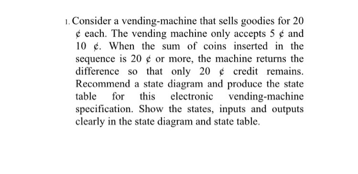 Solved Consider a vending-machine that sells goodies for 20 | Chegg.com