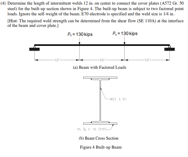 Solved (4) Determine the length of intermittent welds 12 in. | Chegg.com