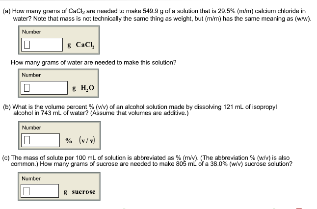 Solved (a) How many grams of CaCl2 are needed to make 549.9 | Chegg.com